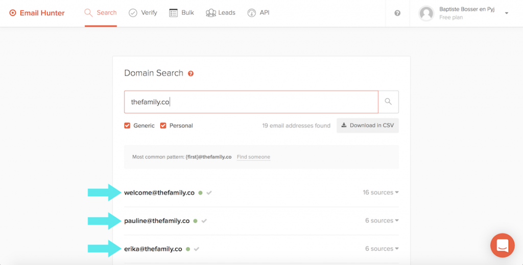 Hunter : Find email addresses in seconds • Bosser en pyjama
