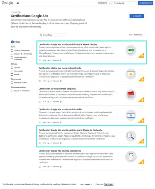 Google : Les formations et certifications gratuites pour progresser et ...