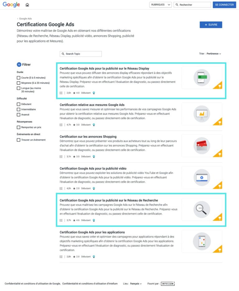 Google : Les formations et certifications gratuites pour progresser et ...