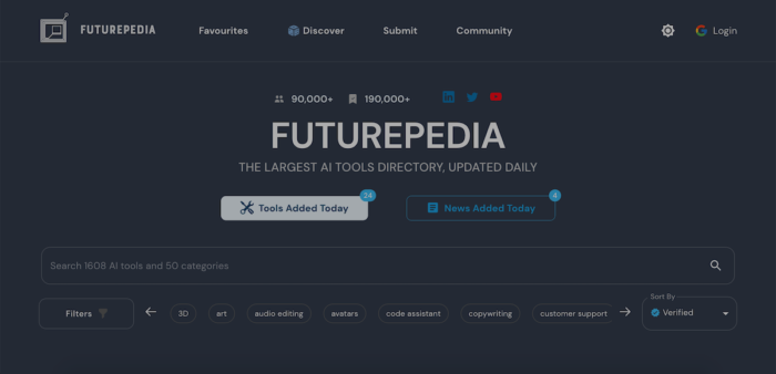 Futurepedia.io : la plus grande liste curative d'outils IA pour la ...